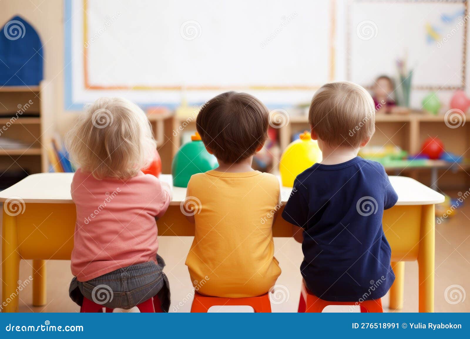 Back View Children Group. Generate Ai Stock Illustration - Illustration ...