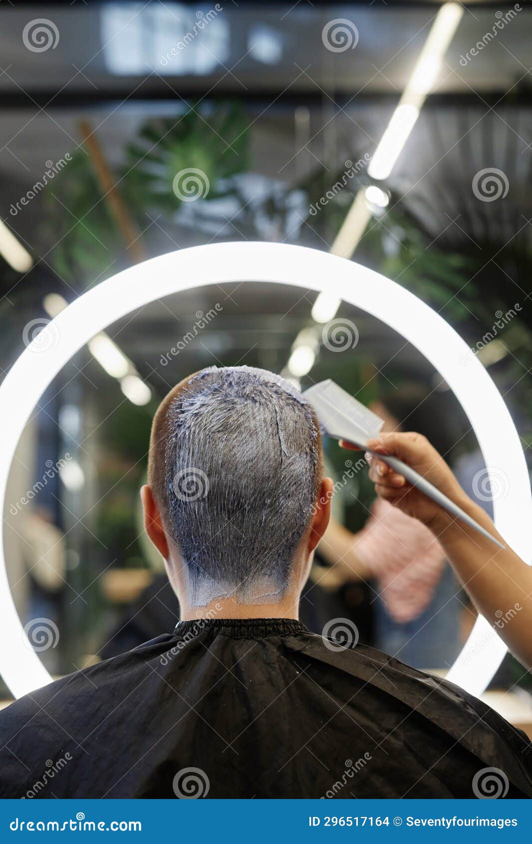 Back View of Client in Beauty Salon Bleaching Buzzcut Hair Stock Photo ...