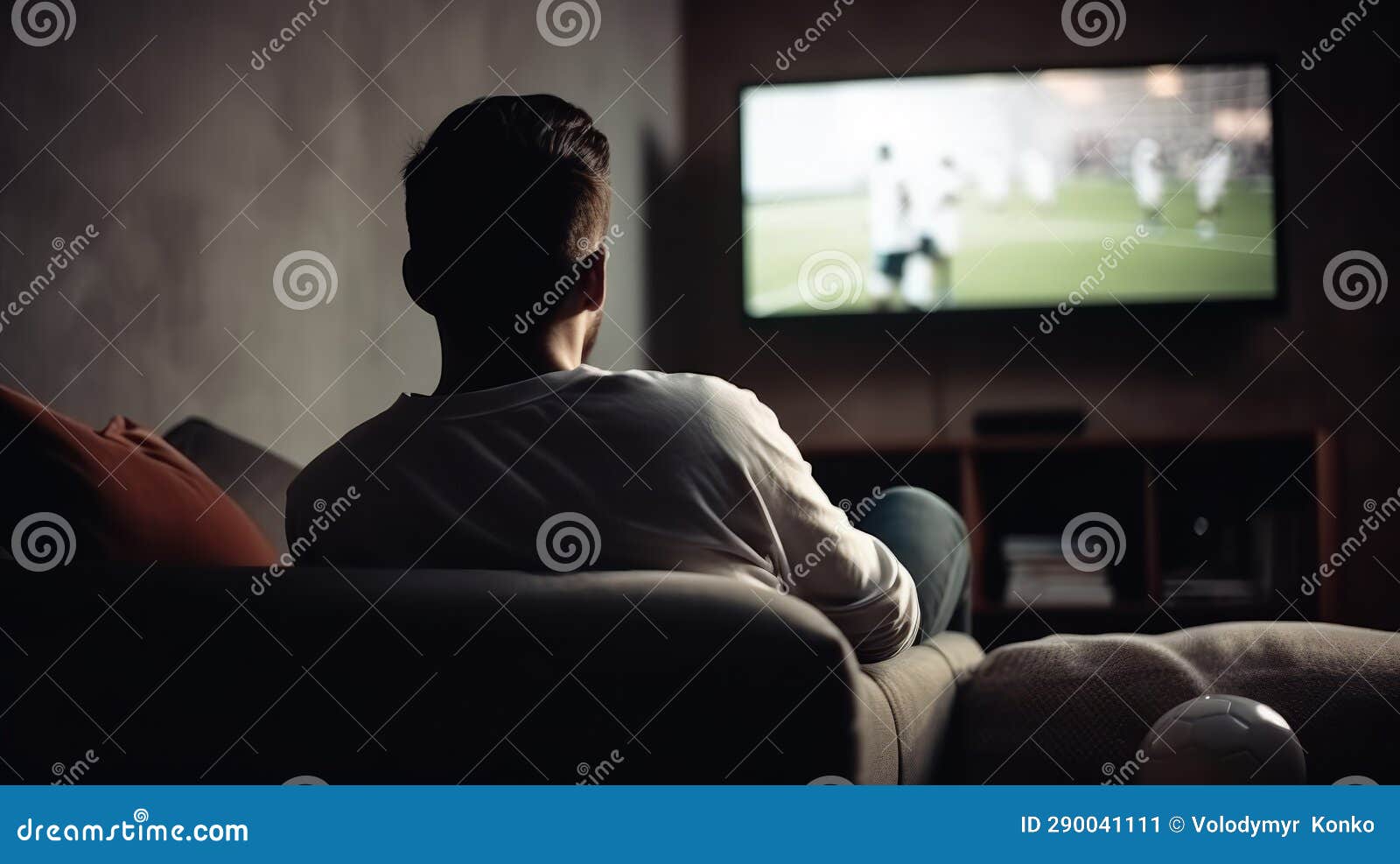 Back View Close Up of a Man Relaxing at Home Sitting. Generative Ai ...