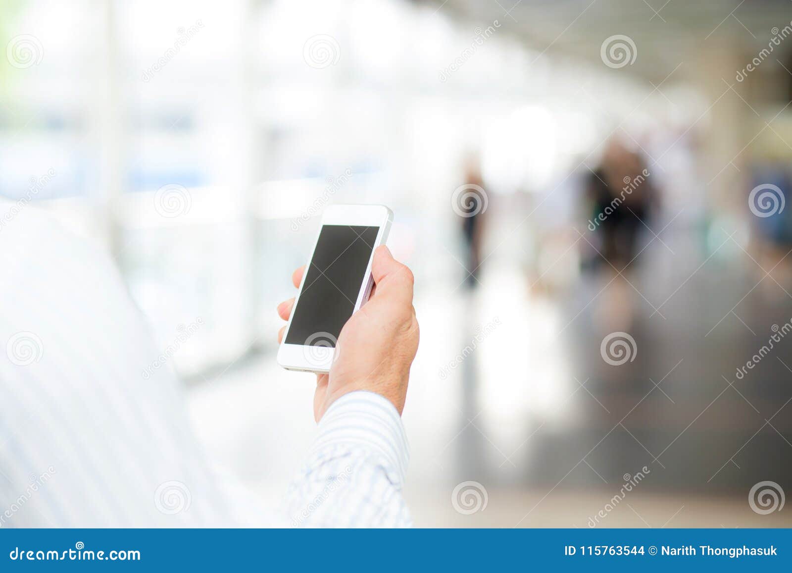 Back View Closeup of a of Businessman Using Mobile Smartphone. Stock ...