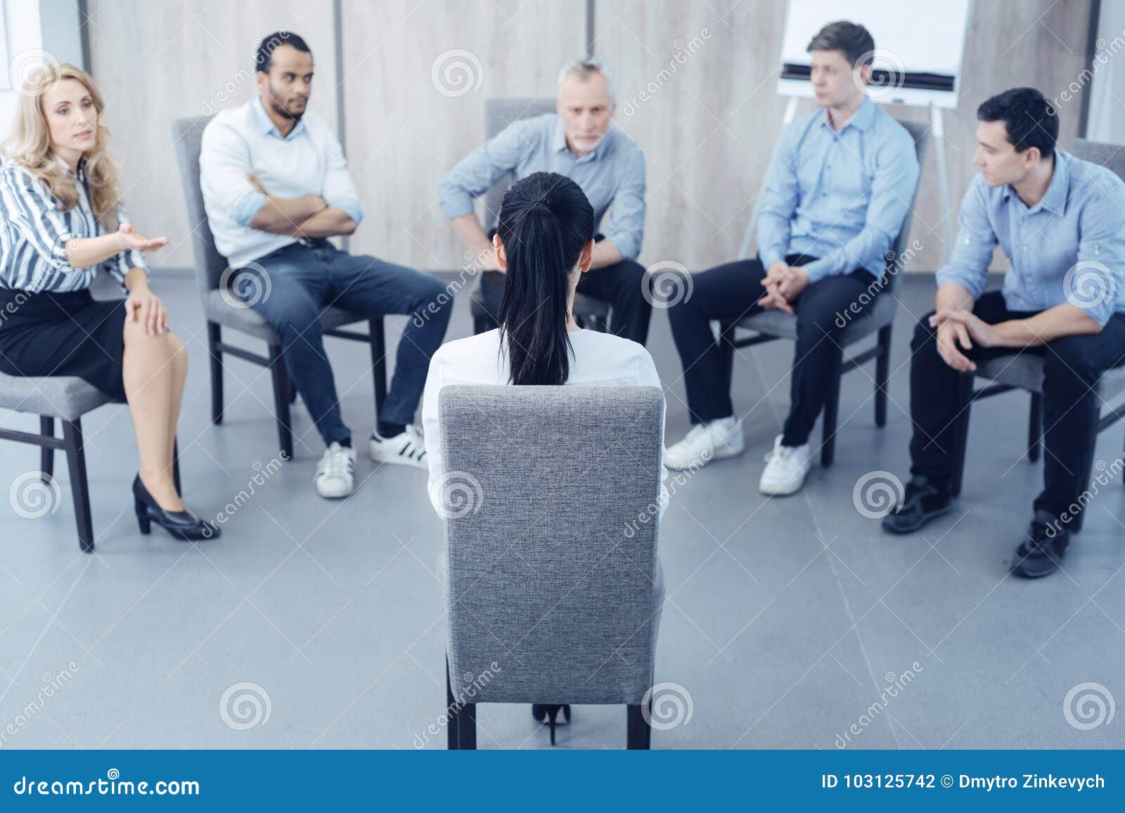 Back View of Competent Coach that Talking with Visitors Stock Photo ...