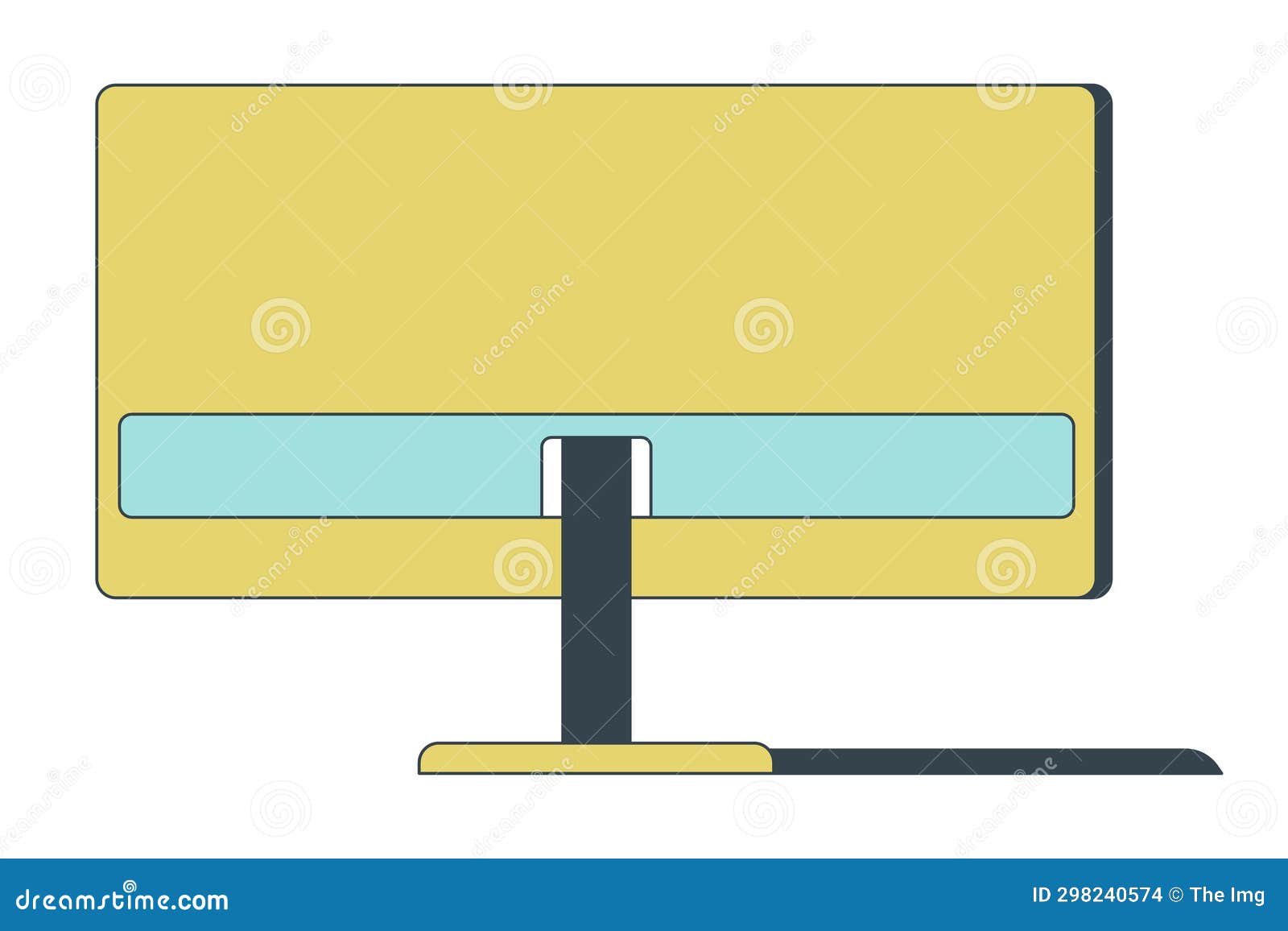 Back View Computer Desktop 2D Linear Cartoon Object Stock Vector ...