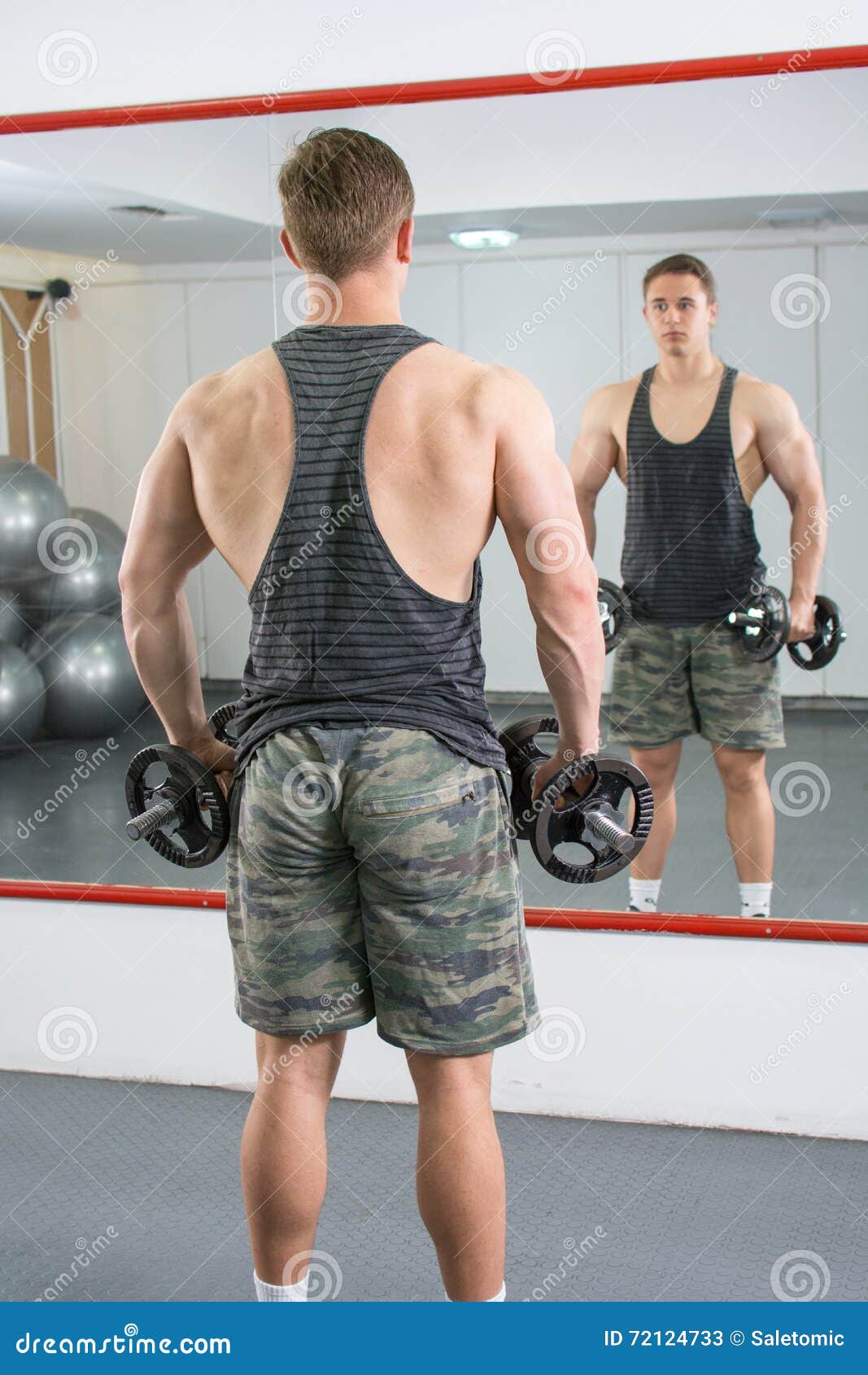 Back View of a Confident and Masculine Man at the Gym Stock Image ...