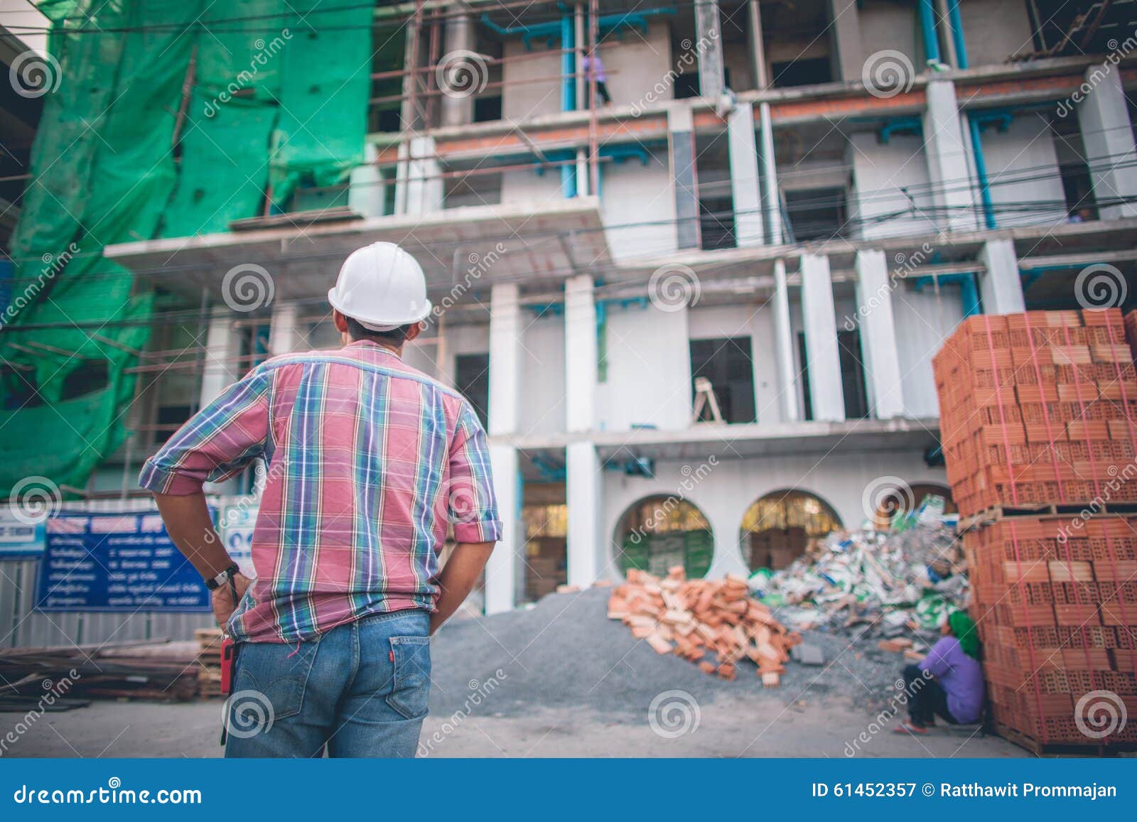 Back View of Construction Engineer Stock Image - Image of rear, estate ...