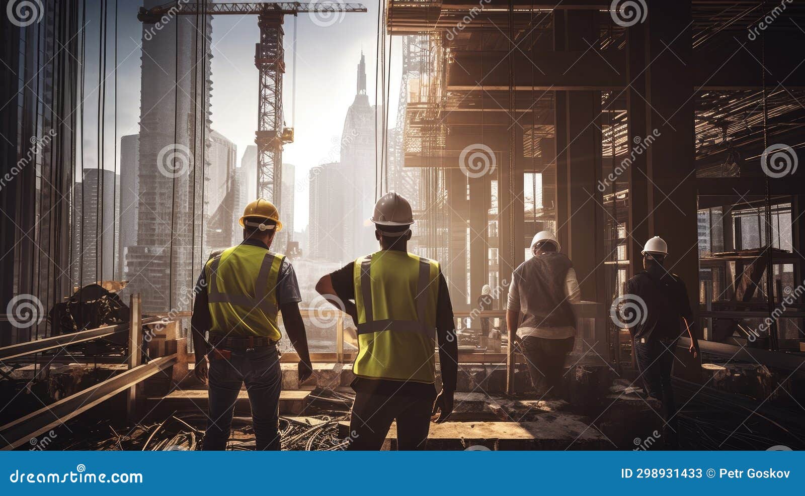 Back View of Construction Worker Stock Image - Image of generated ...