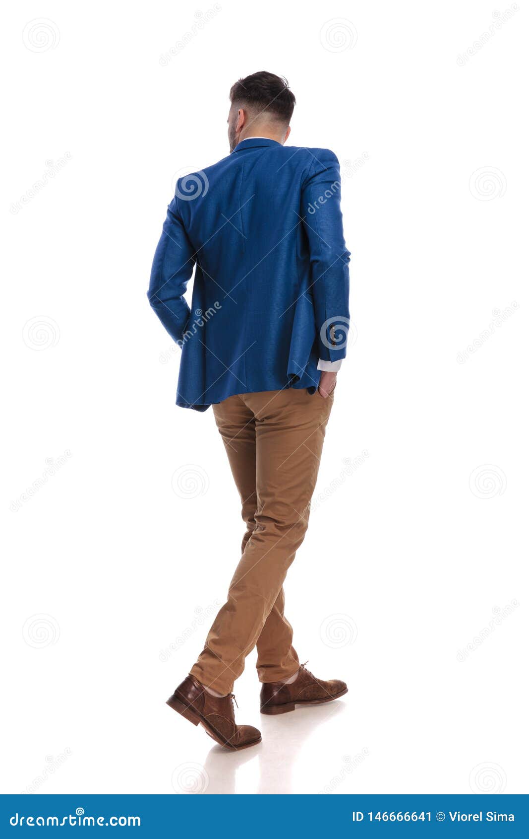 Back View of Cool Guy Walking with Hands in Pockets Stock Image - Image ...