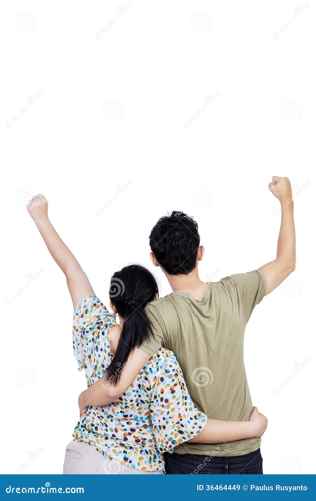 Back View of Couple Expressing Success Stock Image - Image of indian ...