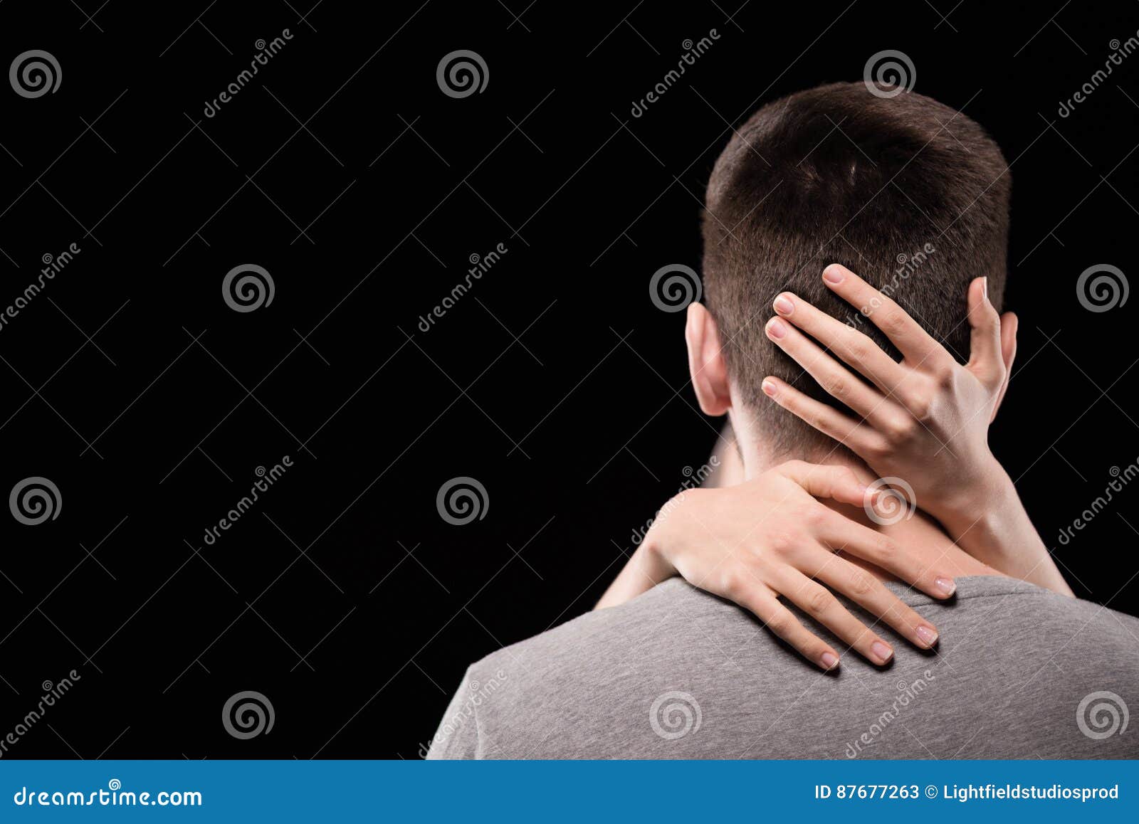 Back View of Couple in Love Hugging Stock Image - Image of hugging ...