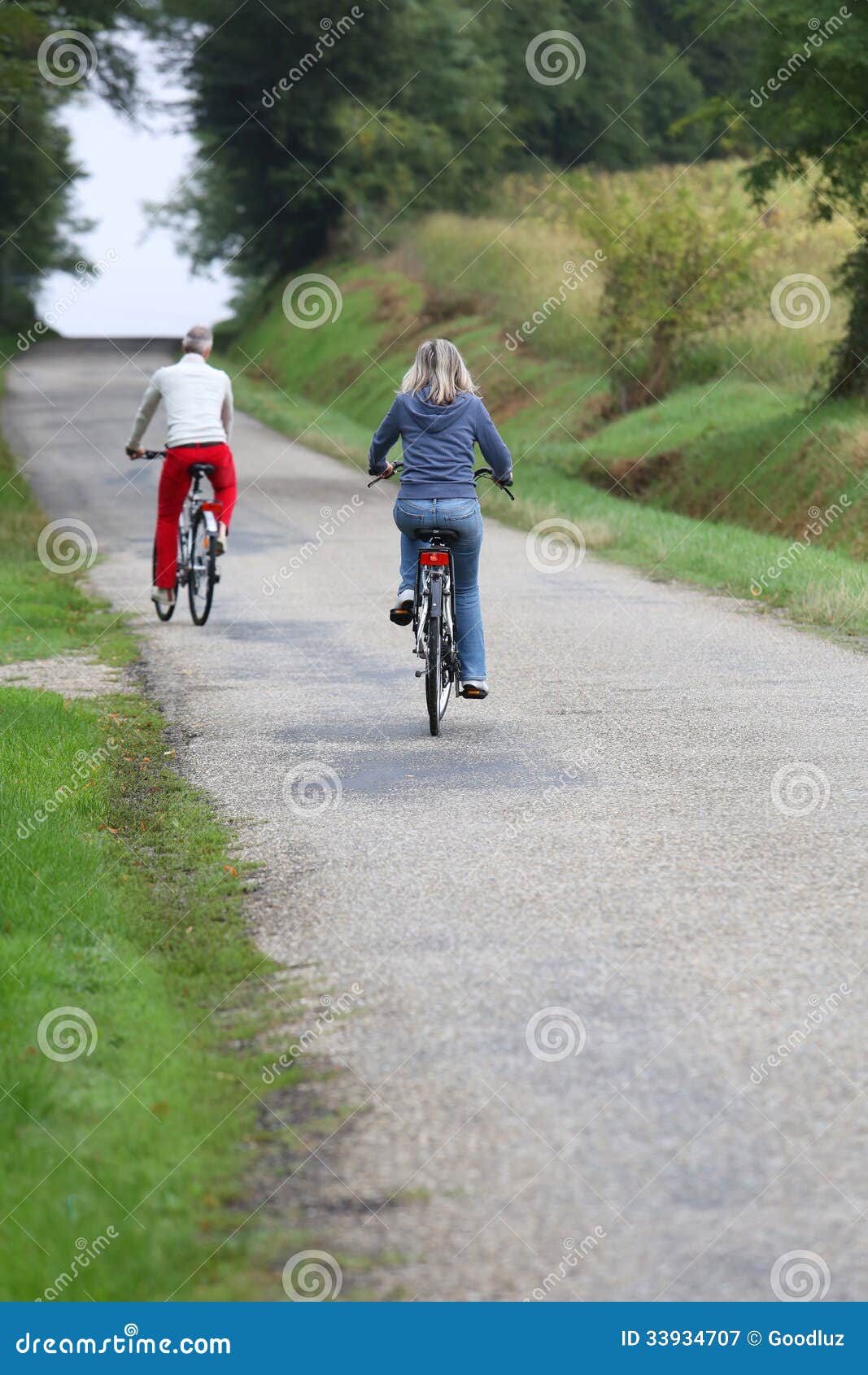 Back View of Couple Riding Bicycle Stock Image - Image of active ...
