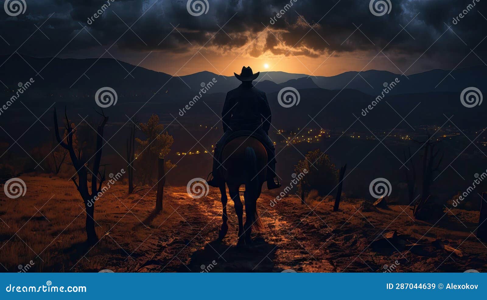 Back View of a Cowboy AI Generated Stock Illustration - Illustration of ...