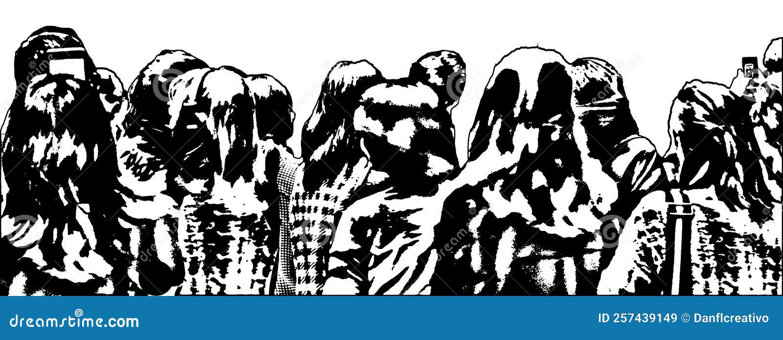 Back View Crowd Isolated Graphic Stock Illustration - Illustration of ...