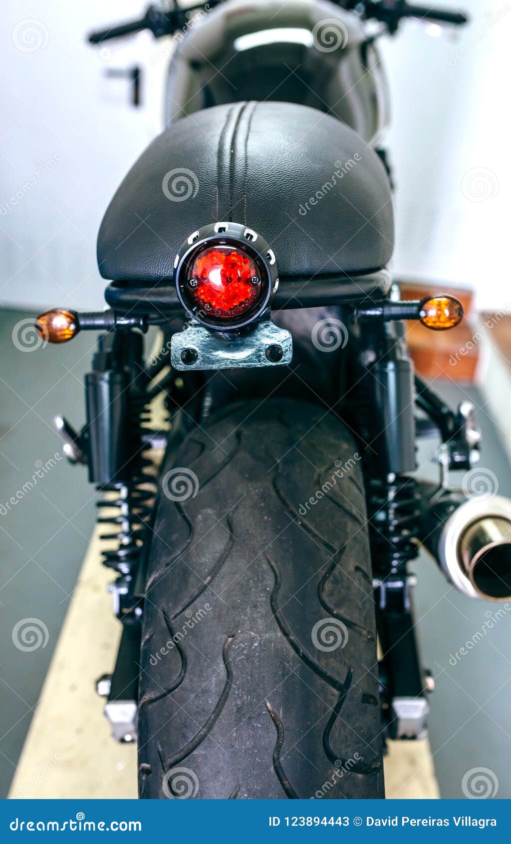 Back View of Customized Motorcycle Stock Image - Image of cafe ...