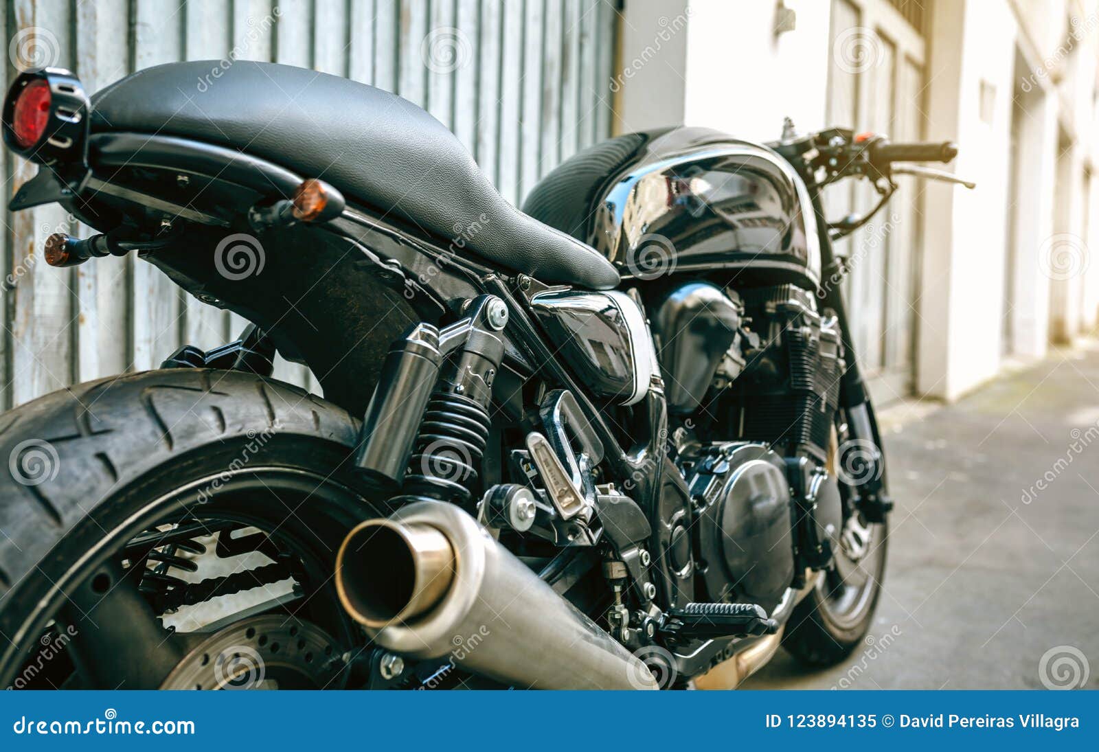 Back View of Customized Motorcycle Stock Image - Image of classic ...