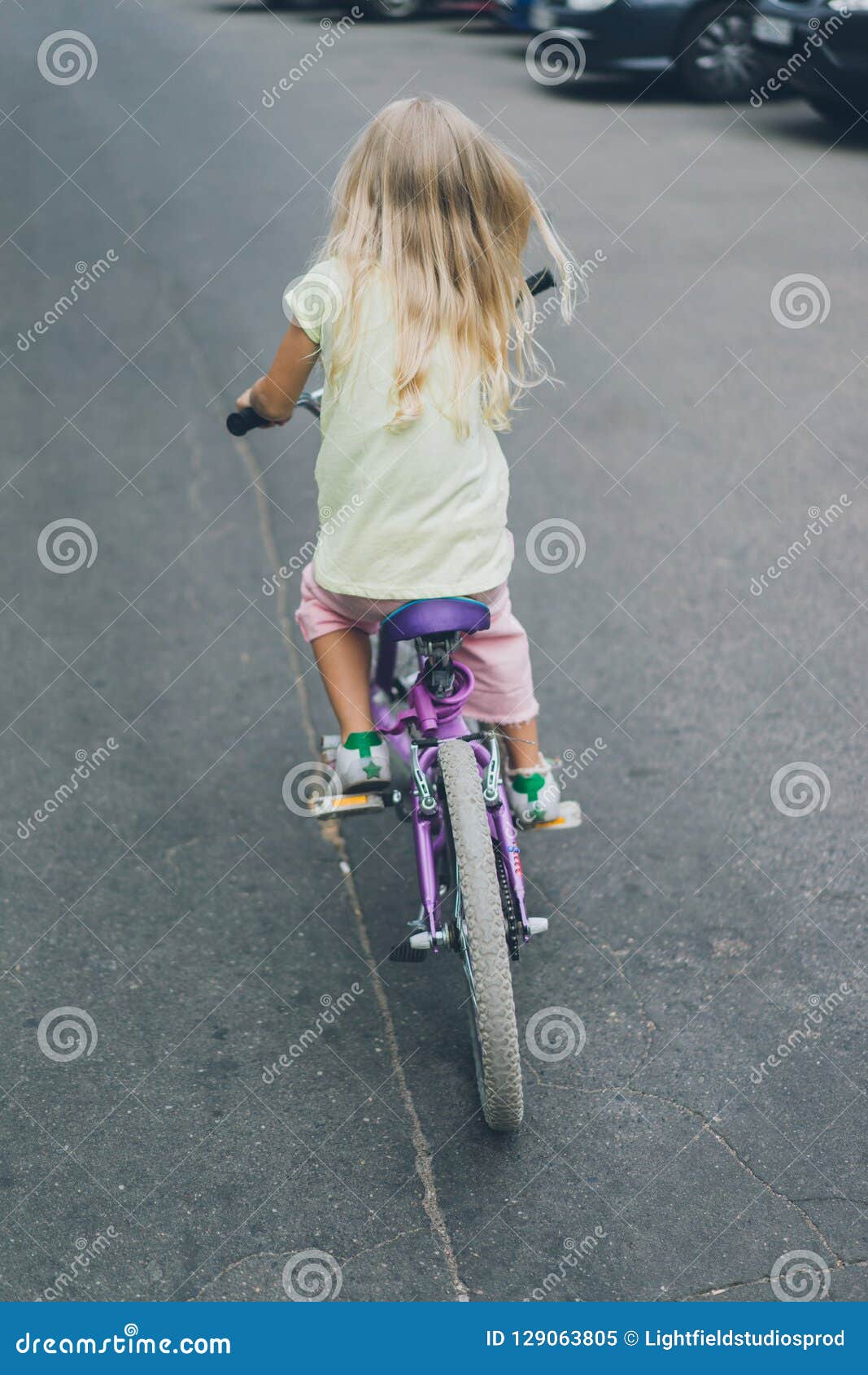 Back View of Cute Kid Riding Bicycle Stock Image - Image of bicycle ...