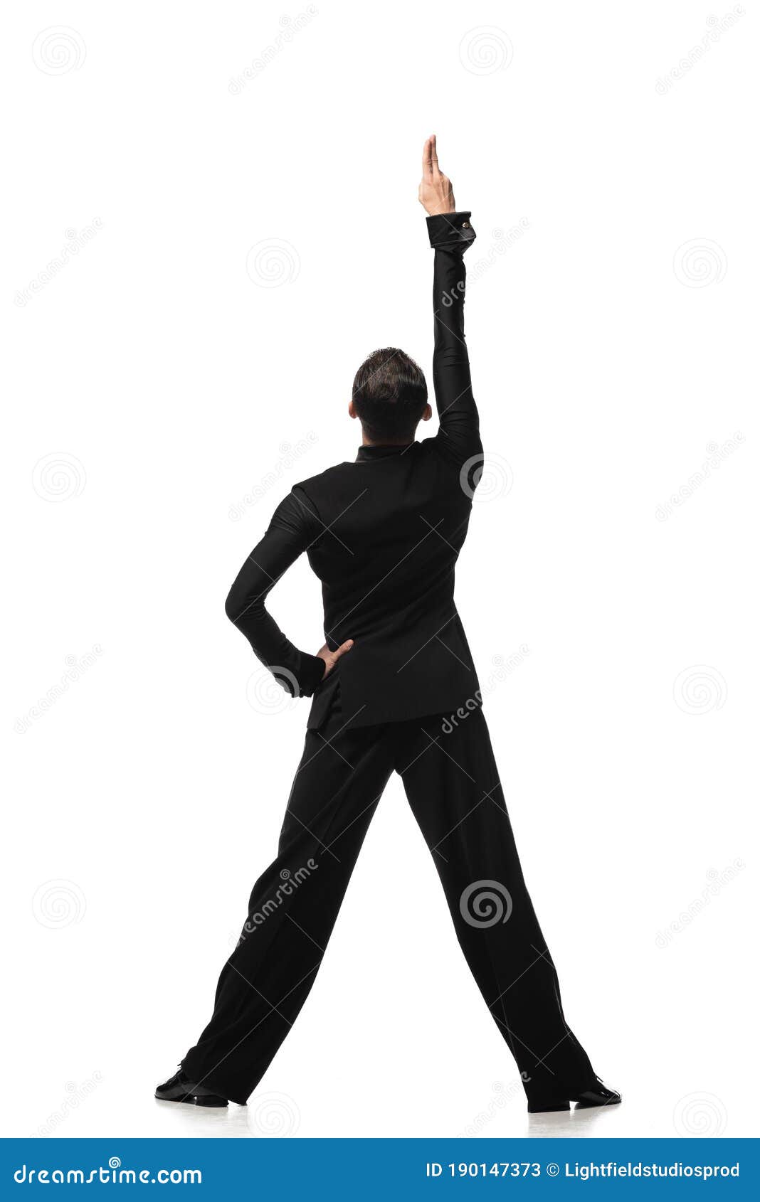 View of Dancer in Elegant Black Suit Performing Tango with Hand on Hip ...