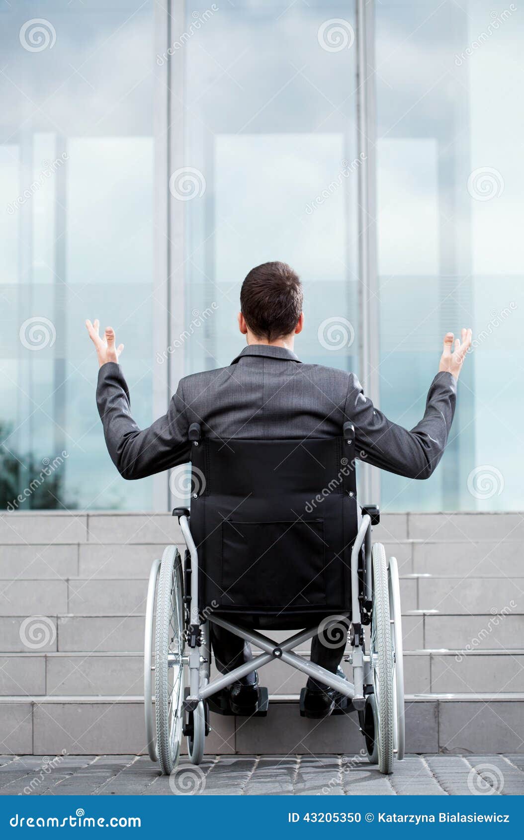 Back View of a Disabled Man in Front of Stairs Stock Photo - Image of ...
