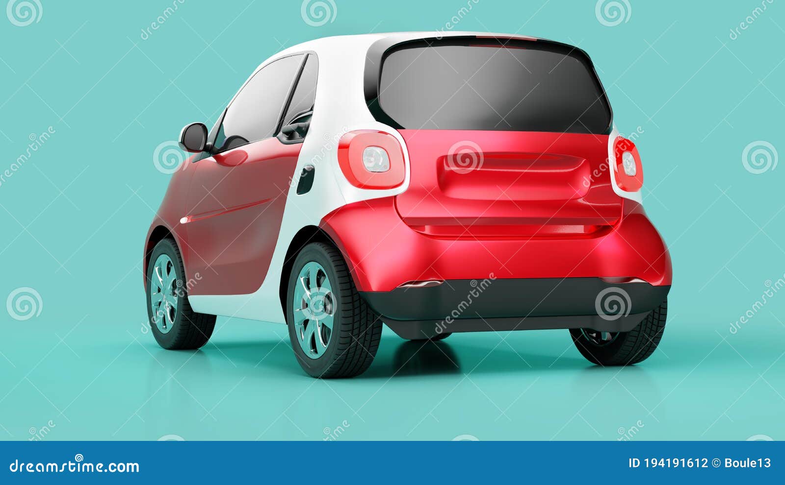 Back View of Eco Red Concept Car on Blue Background Stock Illustration ...