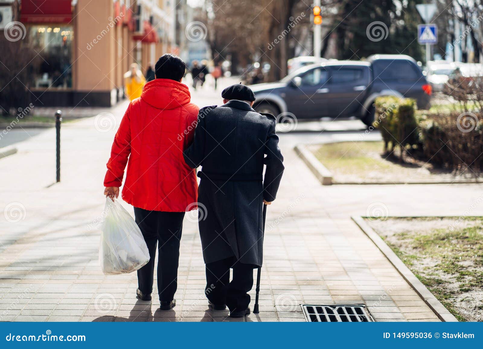 Back View of Elder Couple Walking in the Street. Editorial Photo ...
