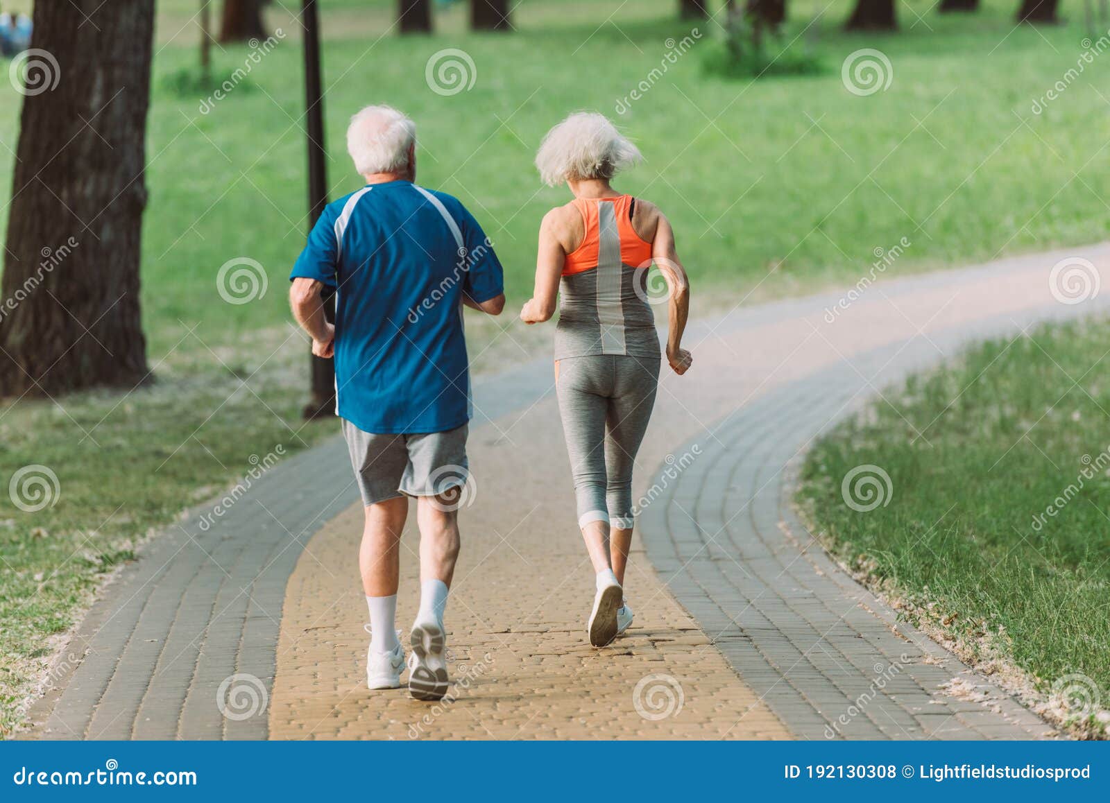 Back View of Elderly Couple Jogging Stock Photo - Image of training ...