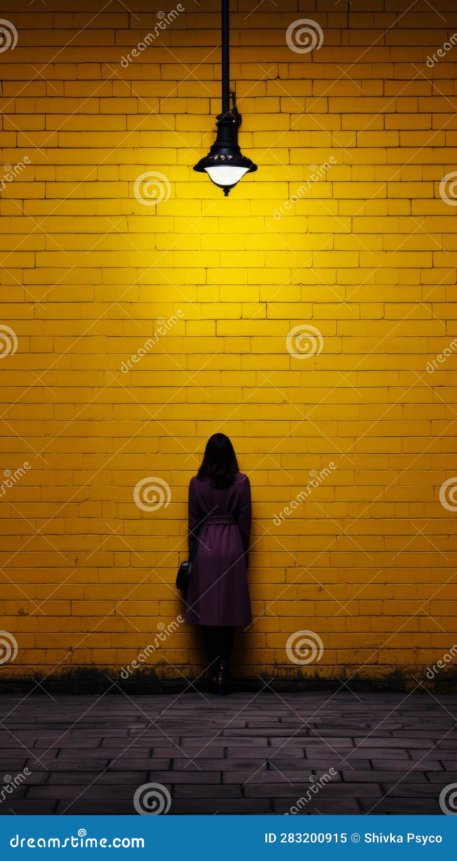 Back View of Empty Negative Space Yellow Wall Photography Stock ...