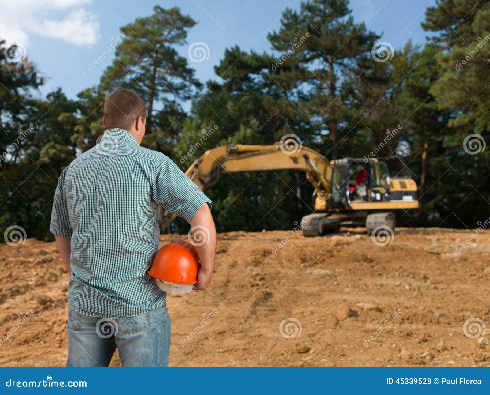 Back View of Engineer on Construction Site Stock Photo - Image of ...