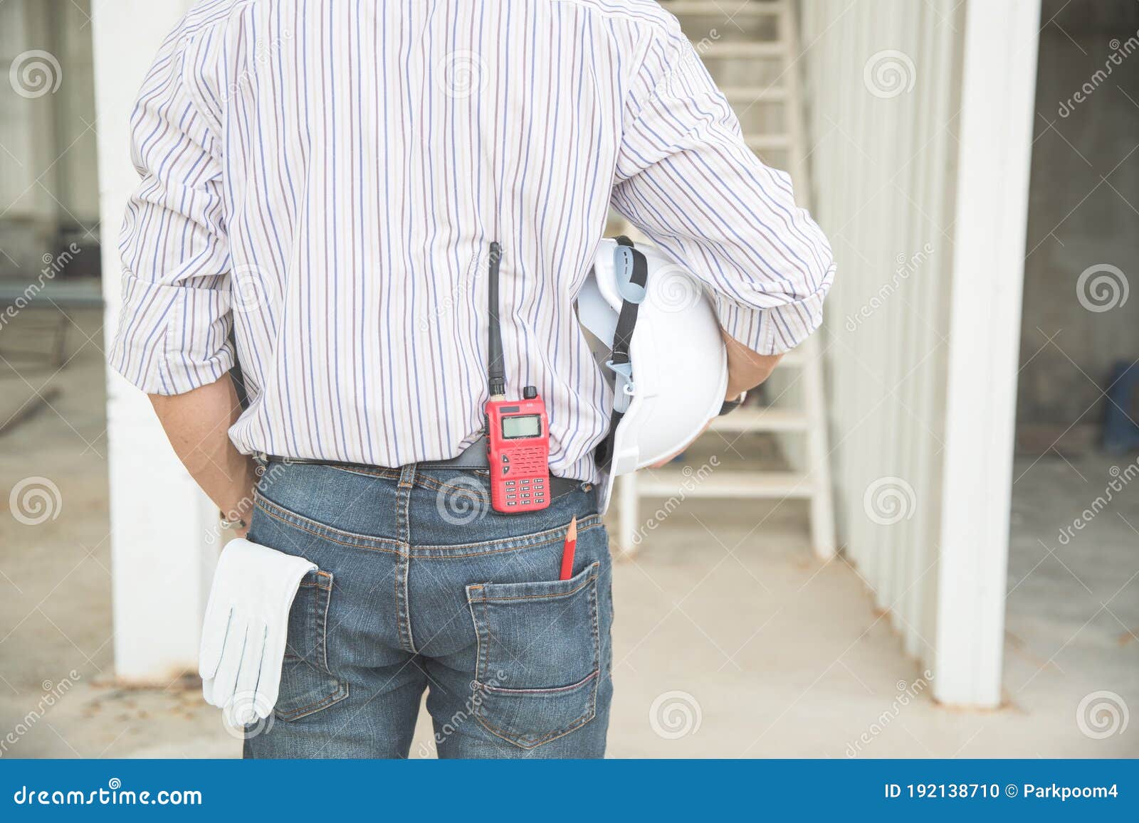 Back View of Engineering Man at Construction Site Stock Photo - Image ...