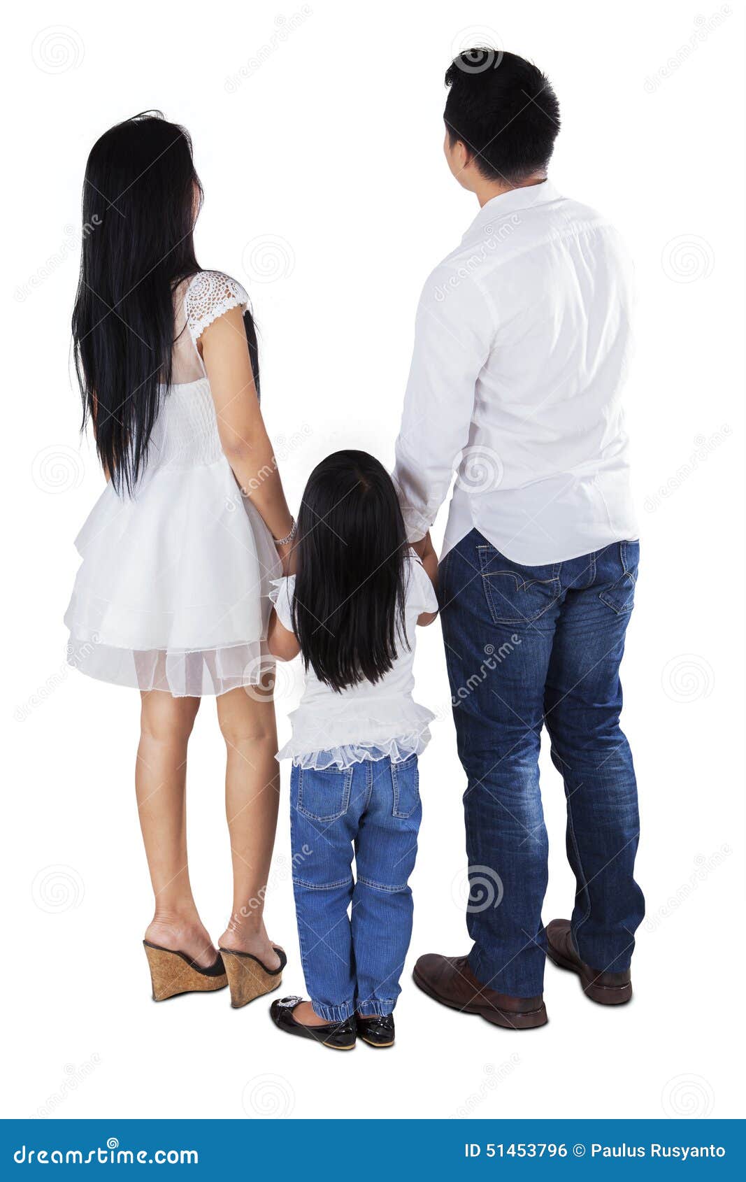 Back View of Family Isolated on White Stock Photo - Image of jeans ...