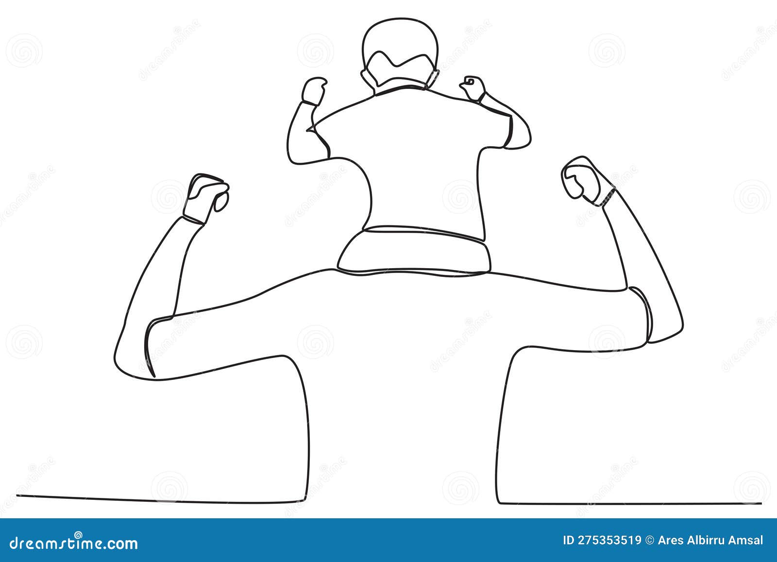 Back View of a Father and Son Making a Strong Pose Stock Vector ...
