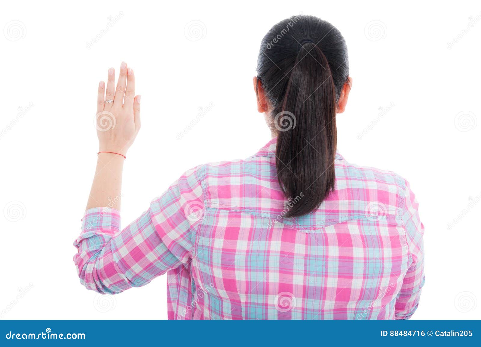 Back View of Female Making a Promise Stock Photo - Image of background ...