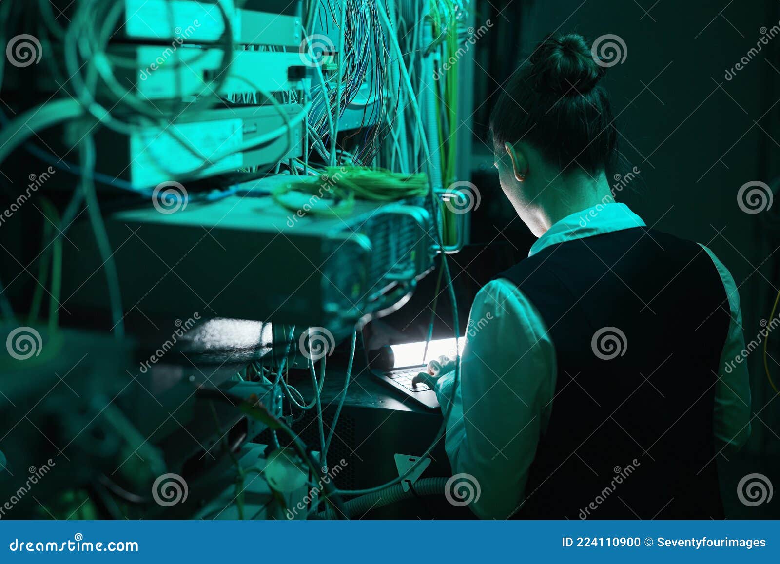Female Engineer in Server Room Stock Photo - Image of skill, repairing ...