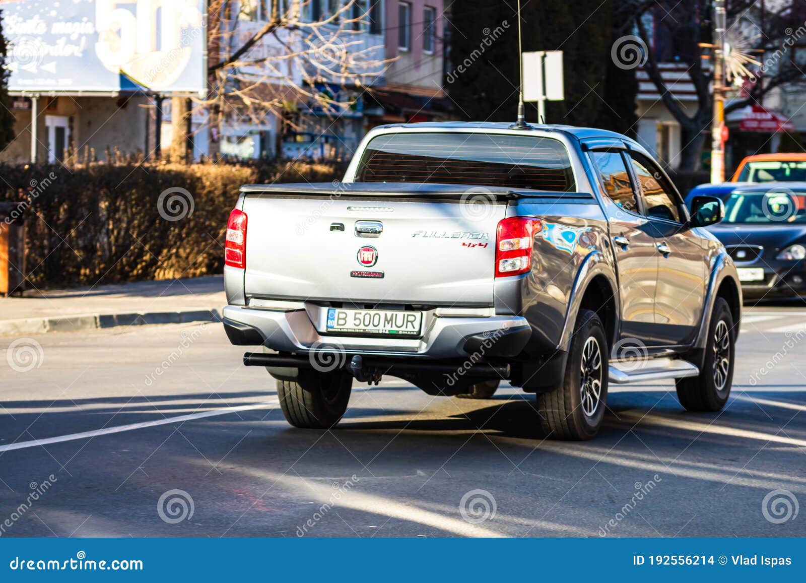 Back View of Fiat Fullback in Traffic on the Streets in Bucharest ...