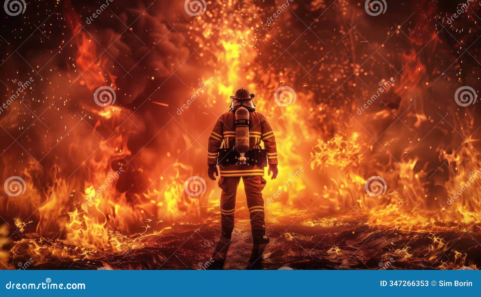 Back Of A Firefighter Confronted With The Extreme Heat And Rapid Spread ...