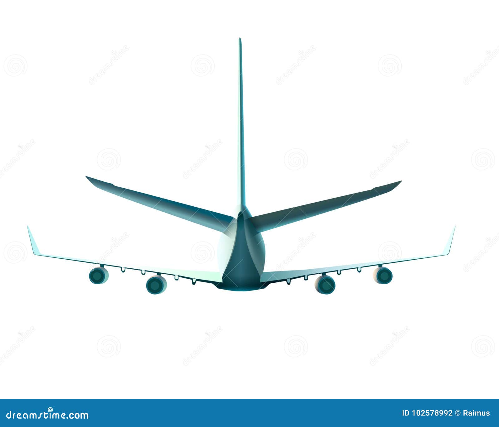 Back View of Flying Plane. Vector Illustration of Plane in Back View ...