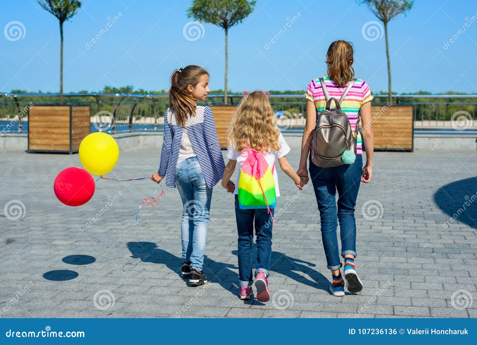 Back View of Friends Walking Together in City Stock Photo - Image of ...