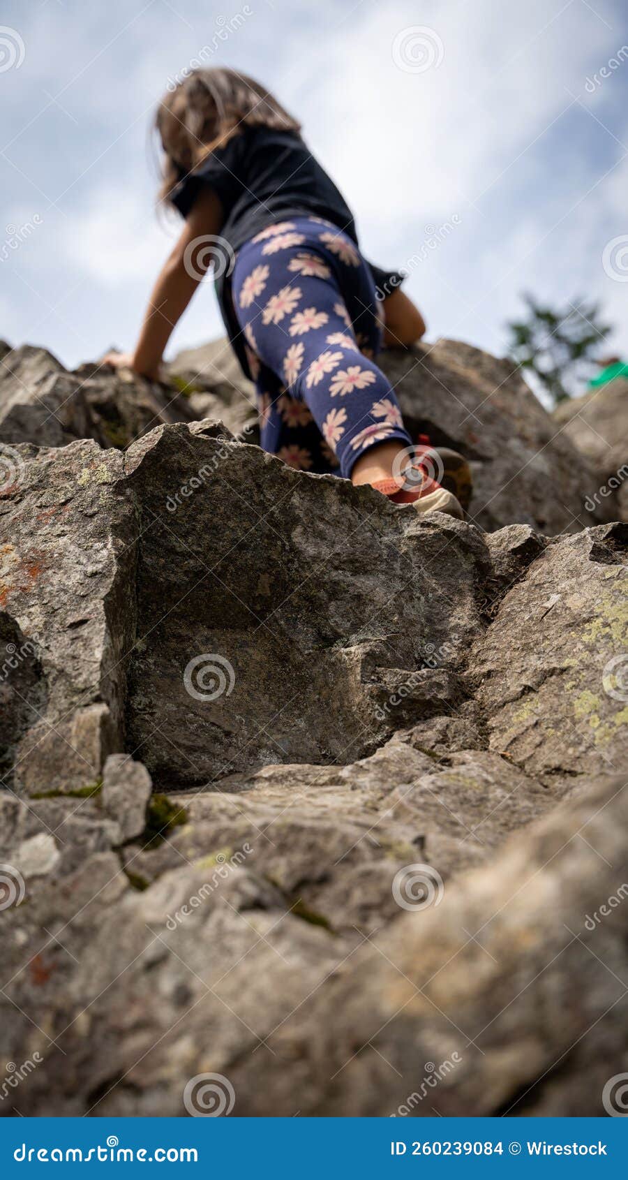 Back View of Girl Standing on Rock Stock Photo - Image of stones, park ...