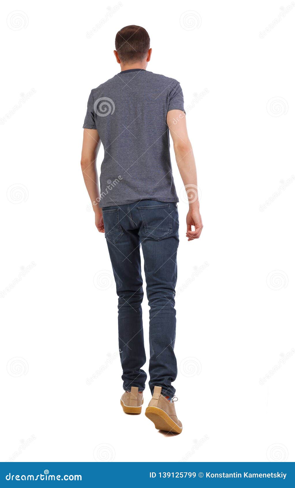 Back View of Going Handsome Man Stock Image - Image of treading ...