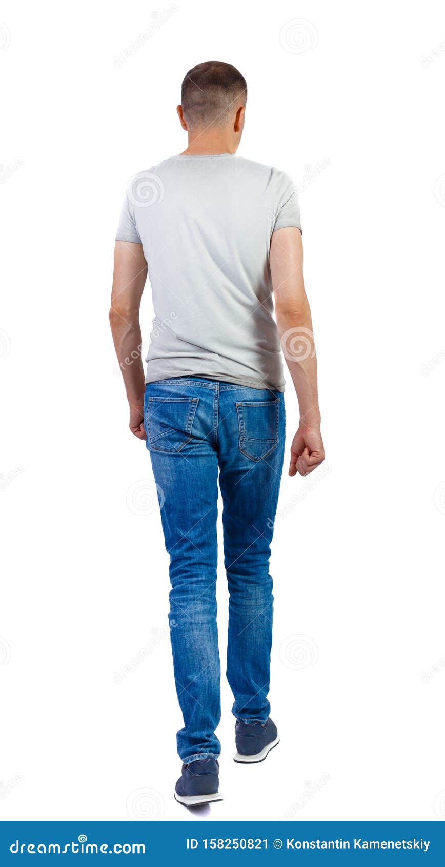 Back View of Going Handsome Man Stock Image - Image of motion, isolated ...