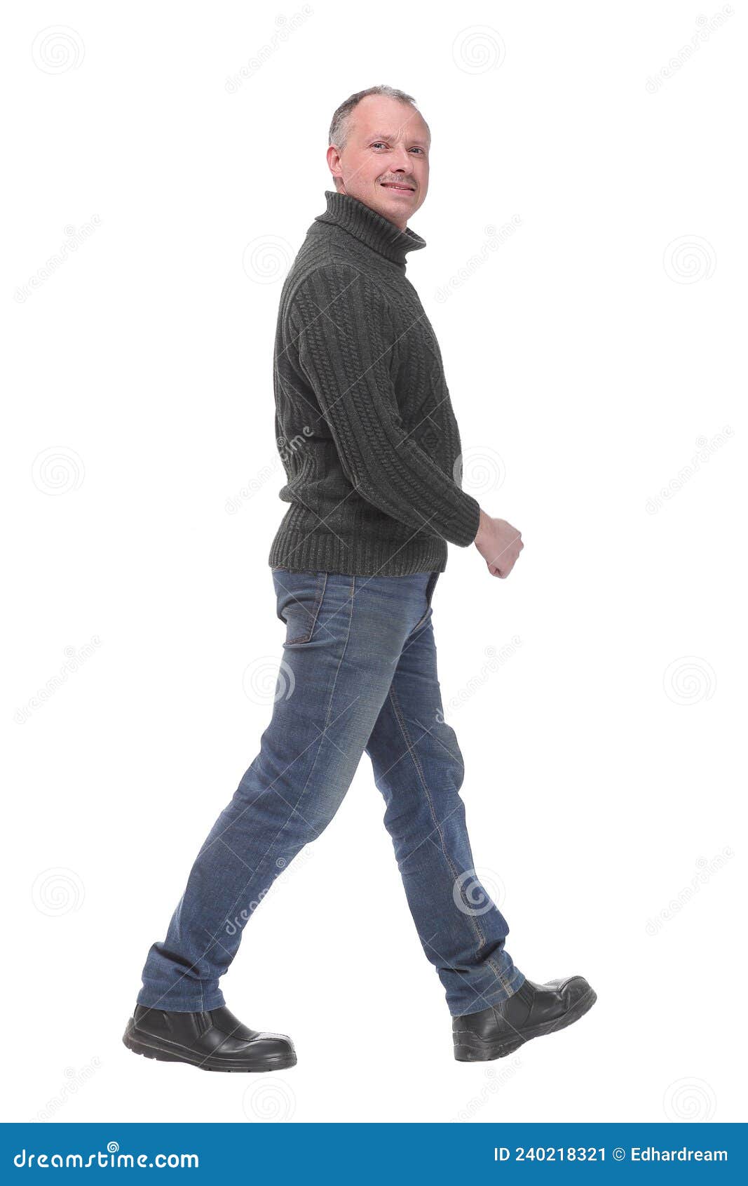 Back View of Going Handsome Man in Jeans. Stock Image - Image of ...