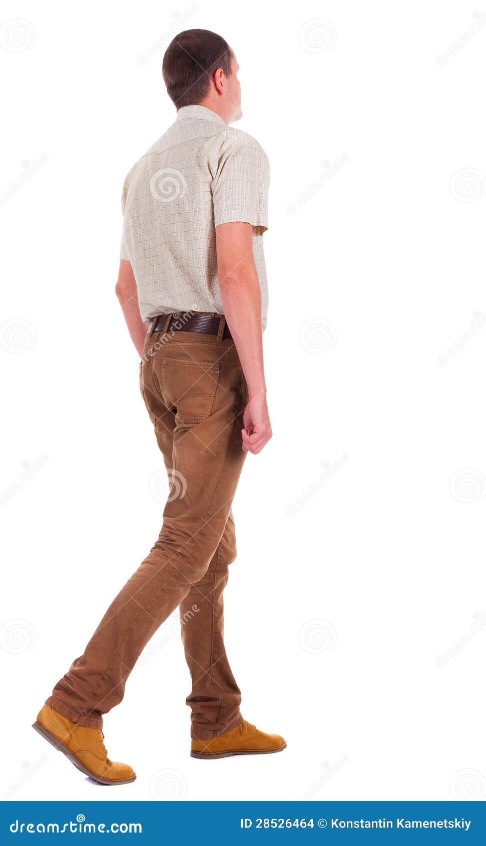 Back View of Going Handsome Man in Jeans and a Shirt. Stock Photo ...