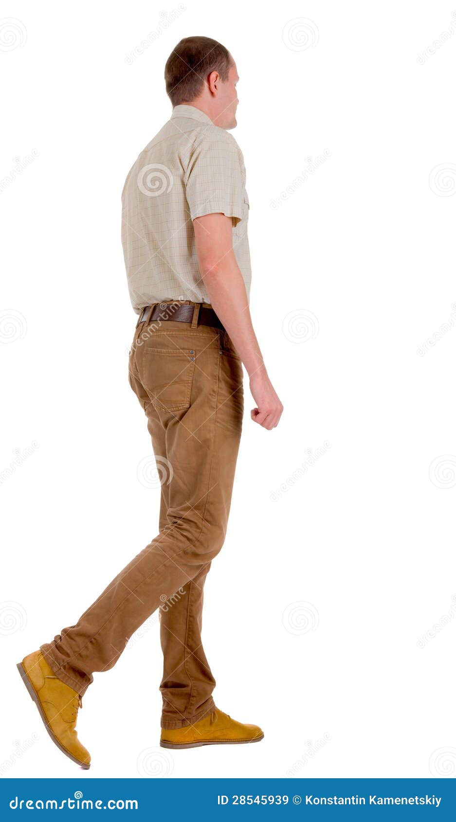 Back View of Going Handsome Man in Jeans and a Shirt. Stock Image ...