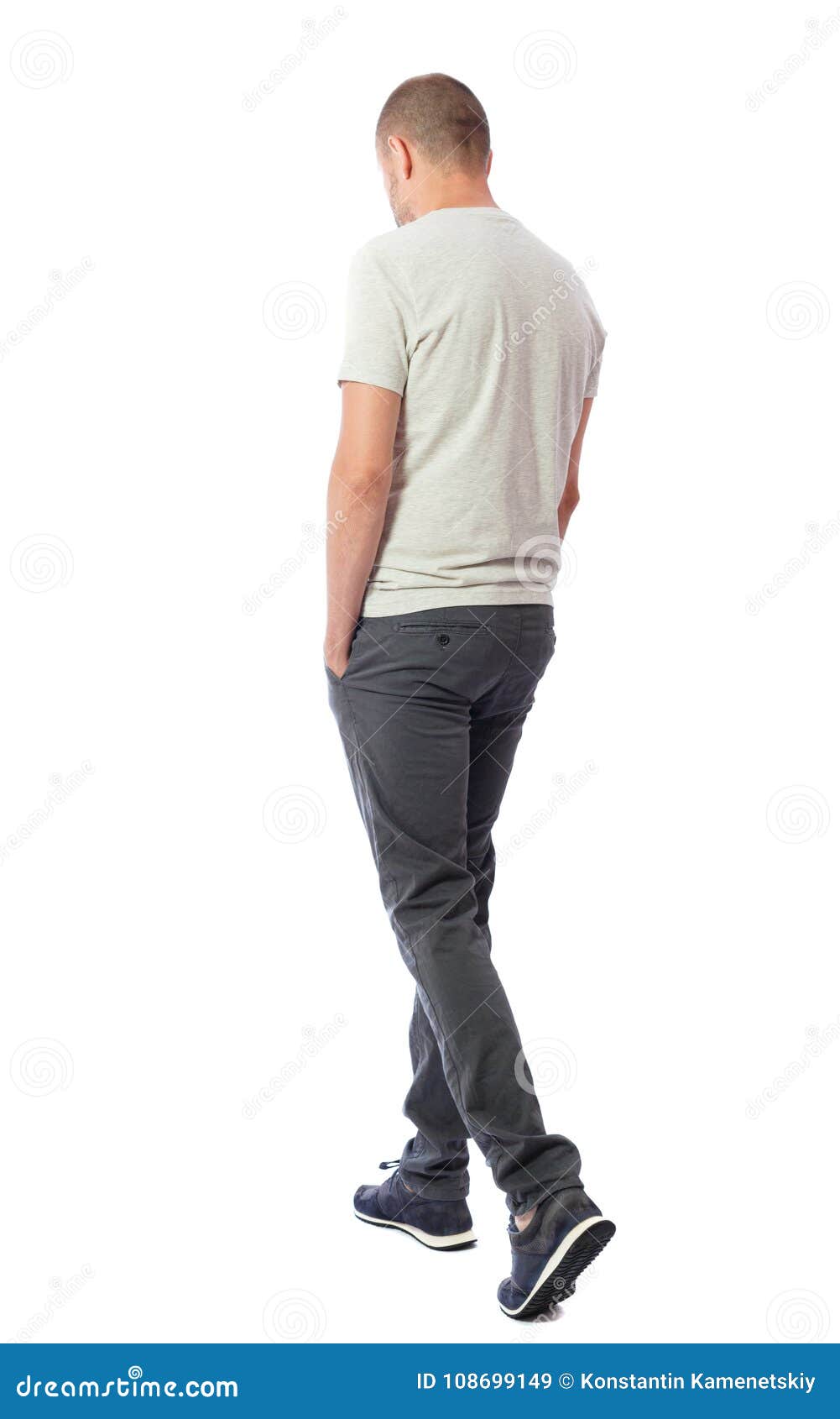 Back View of Going Handsome Man. Walking Young Guy Stock Image - Image ...