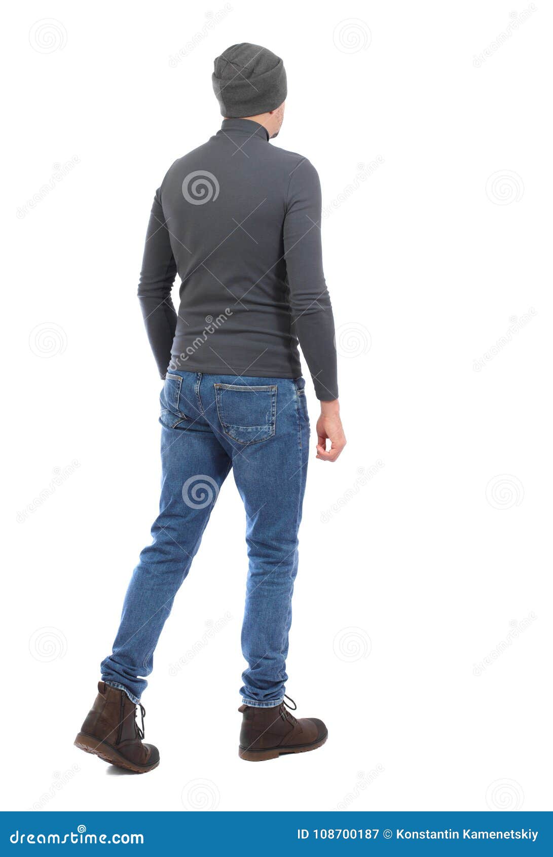 Back View of Going Handsome Man. Walking Young Guy Stock Image - Image ...