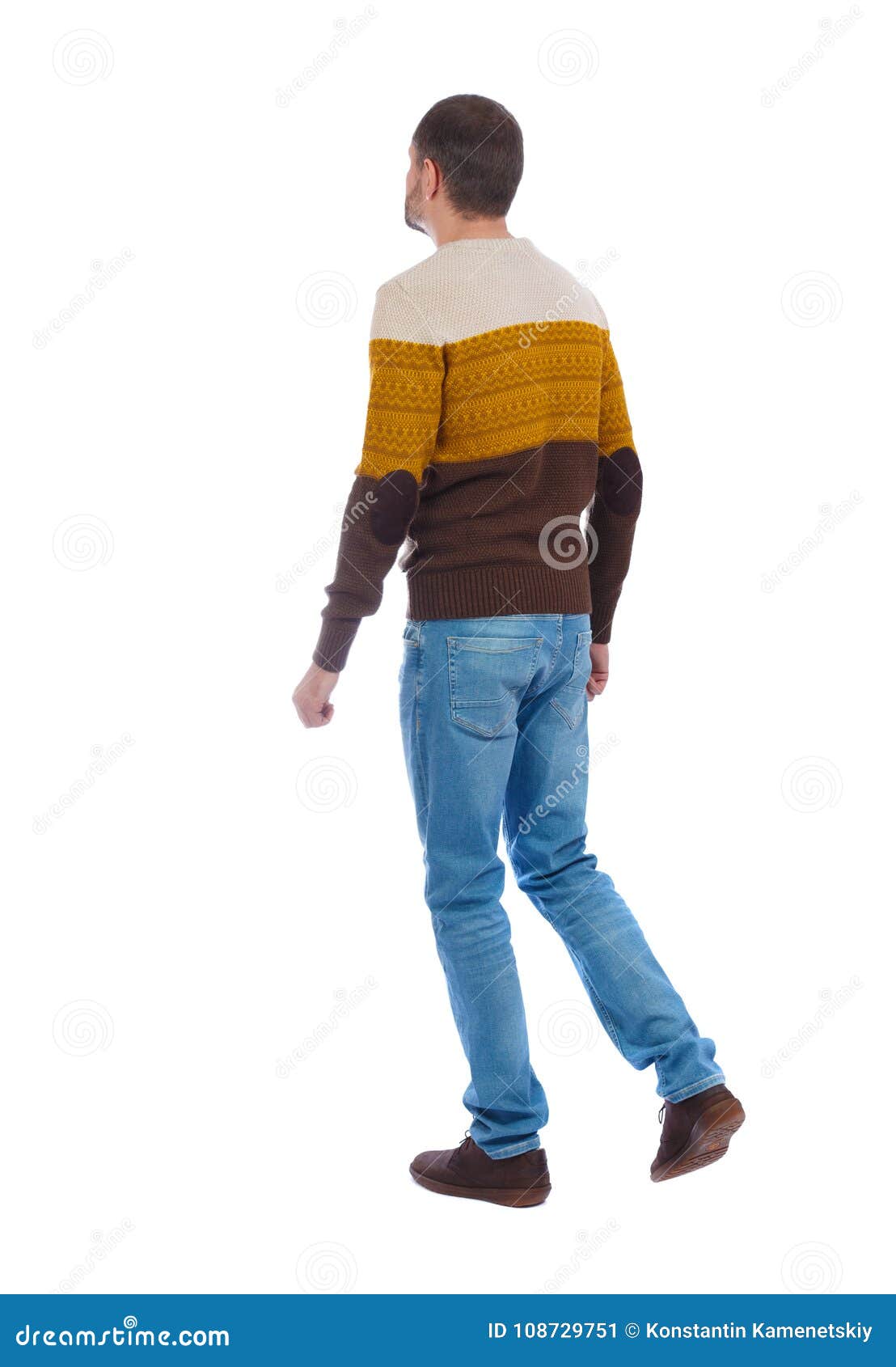 Back View of Going Handsome Man. Walking Young Guy Stock Image - Image ...