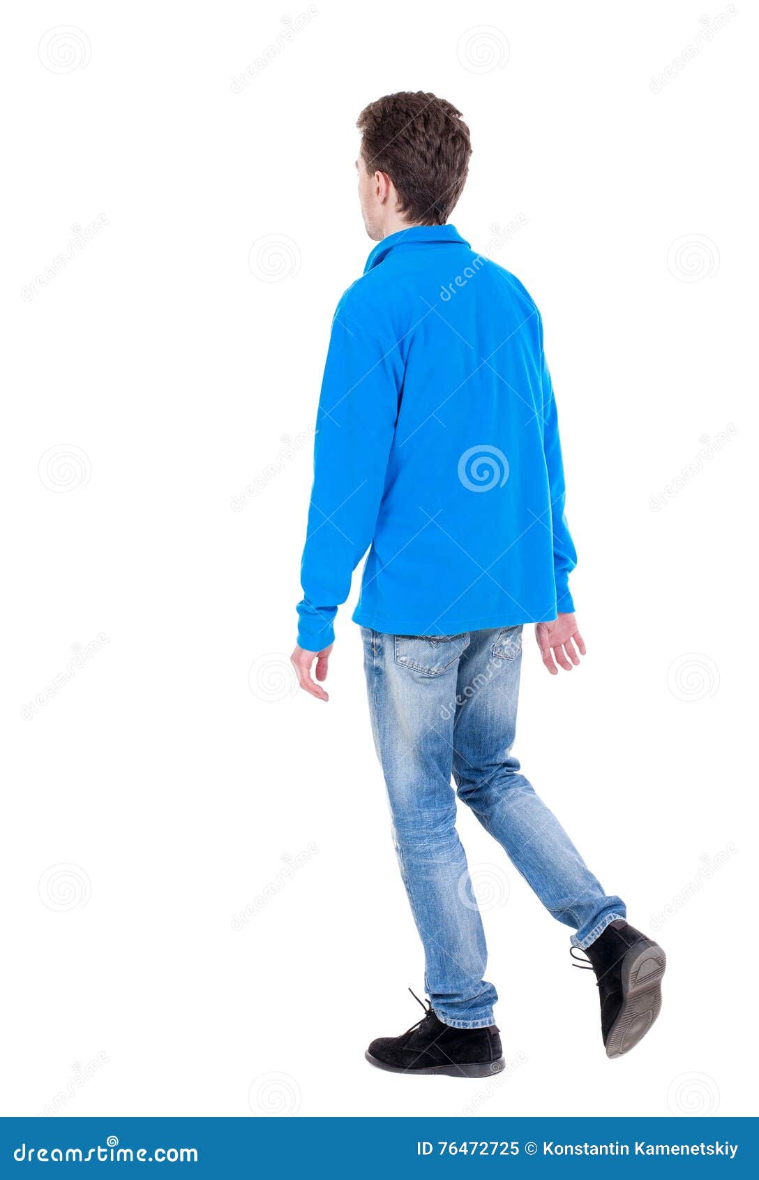 Back View of Going Handsome Man. Walking Young Guy Stock Image - Image ...