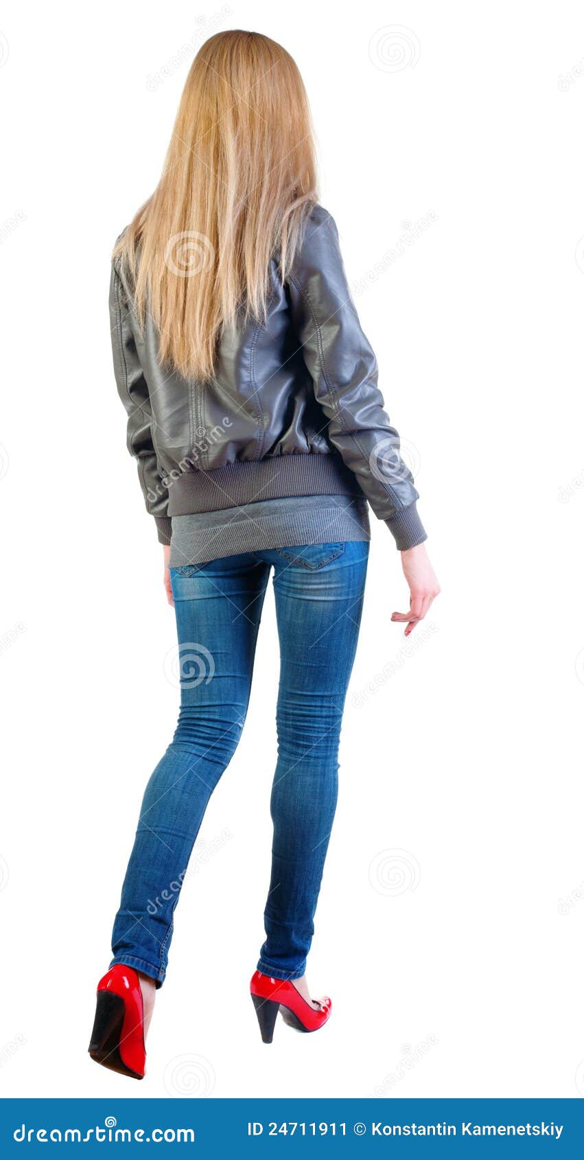 Back view of going woman stock image. Image of rear, girl - 24711911