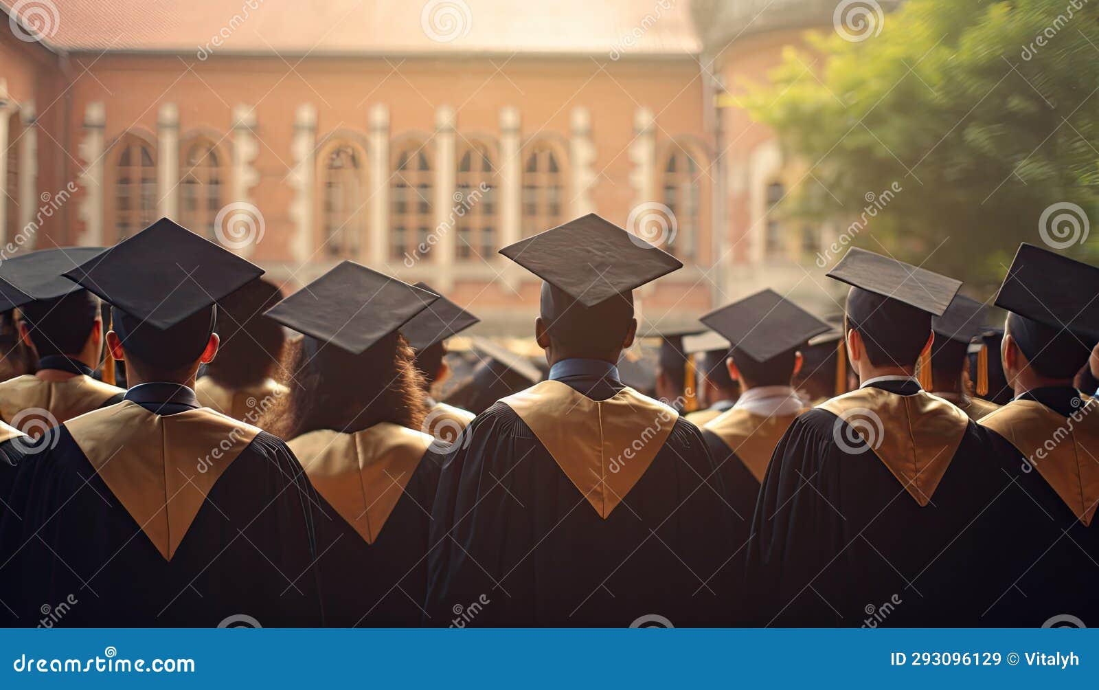Back View of Graduates in Caps. Stock Image - Image of celebrate ...