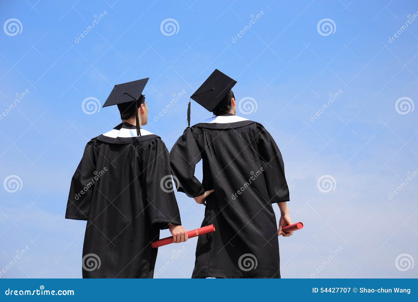 Back View of Graduates Student Stock Image - Image of mortarboard ...