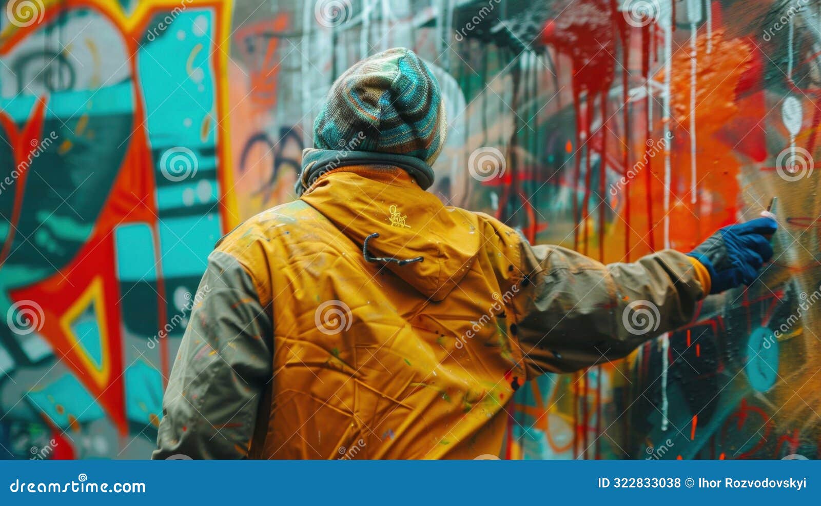 Back View of a Graffiti Artist at Work. Stock Photo - Image of artistic ...
