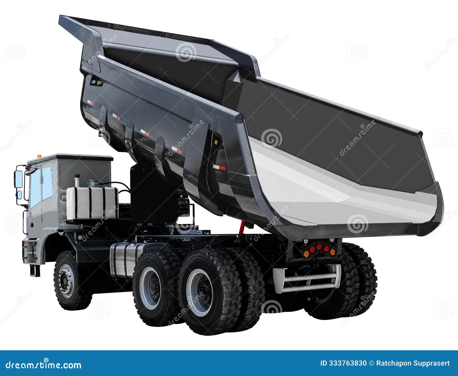 Back View Gray Dump Truck Isolated on White Background with Clipping ...