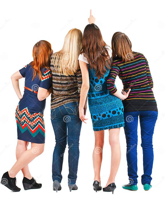 Back View of Group Beautiful Women Stock Image - Image of friends ...